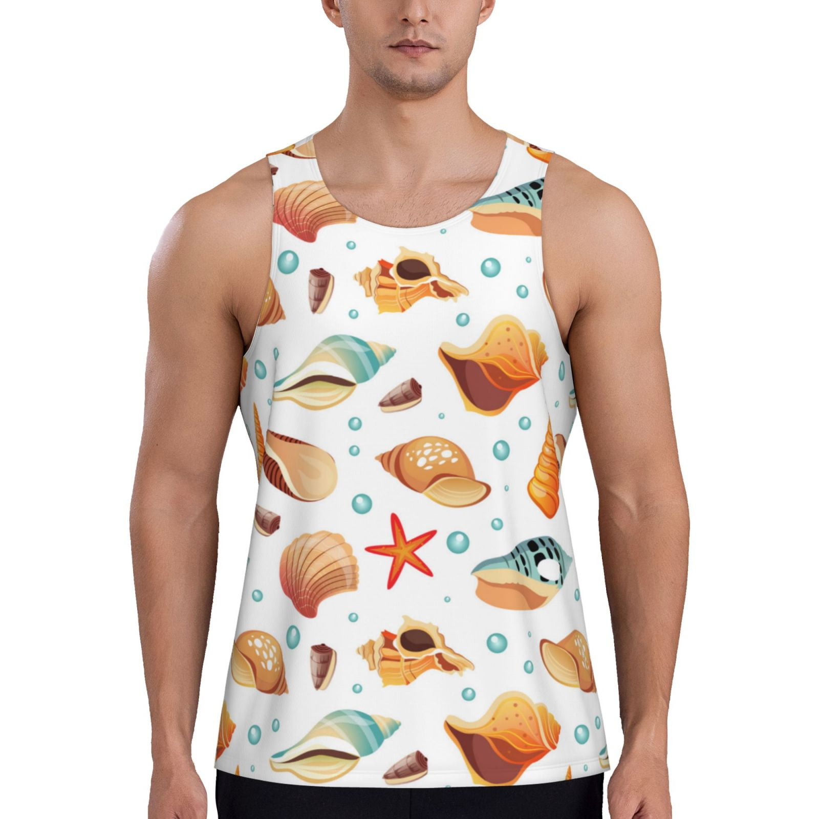 Workout Tank Tops for Men - Conch Shells Print No.9033 Quick Dry Muscle ...