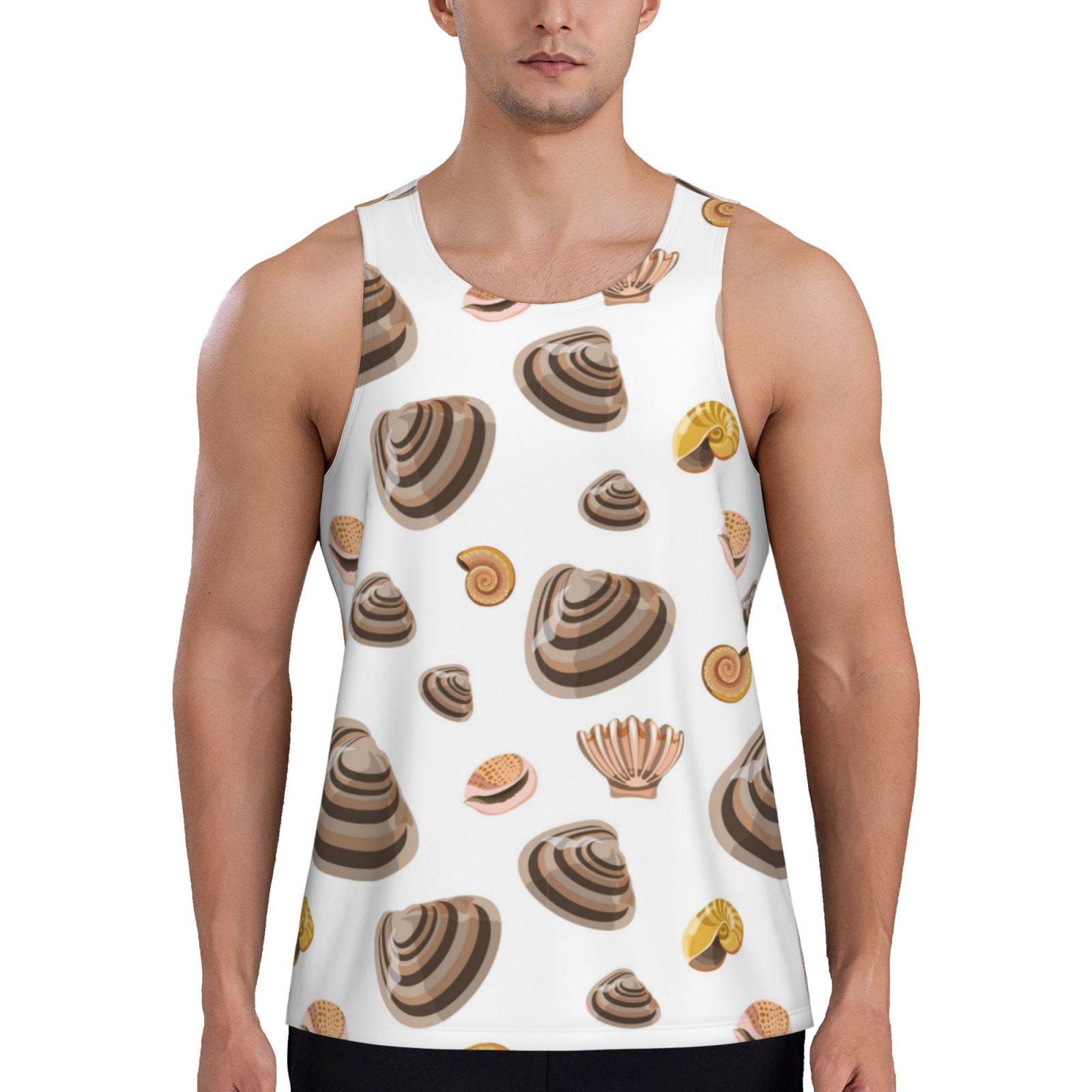 Workout Tank Tops for Men - Conch Shells Print No.9044 Quick Dry Muscle ...
