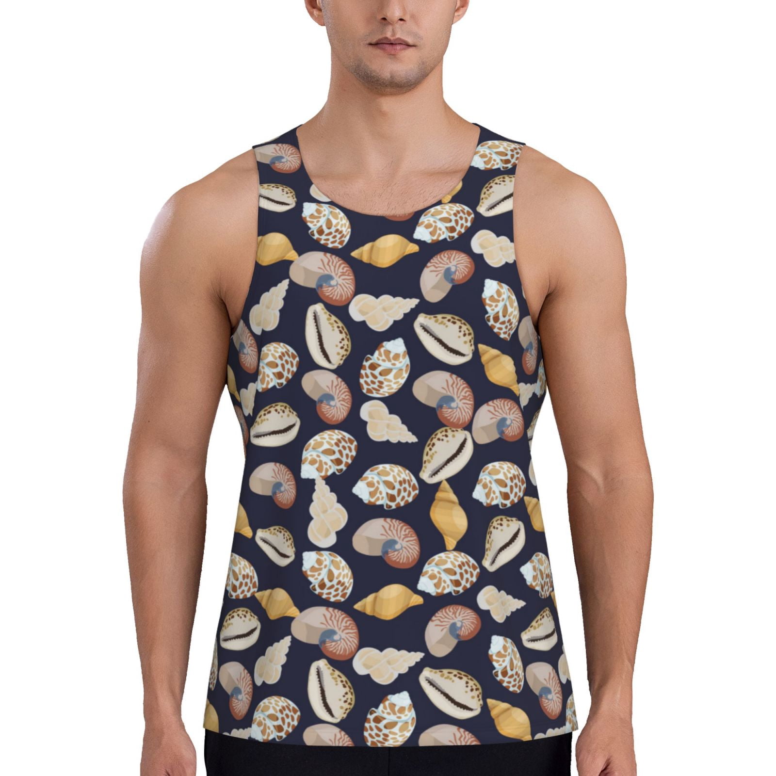 Workout Tank Tops for Men - Conch Shells Print No.906 Quick Dry Muscle ...
