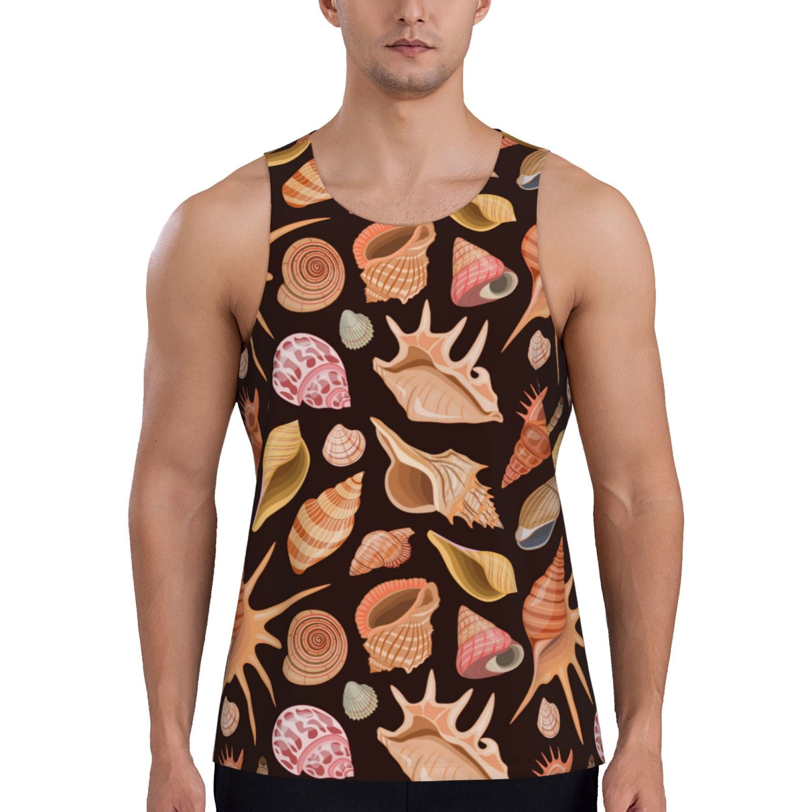 Workout Tank Tops for Men - Conch Shells Print No.9071 Quick Dry Muscle ...