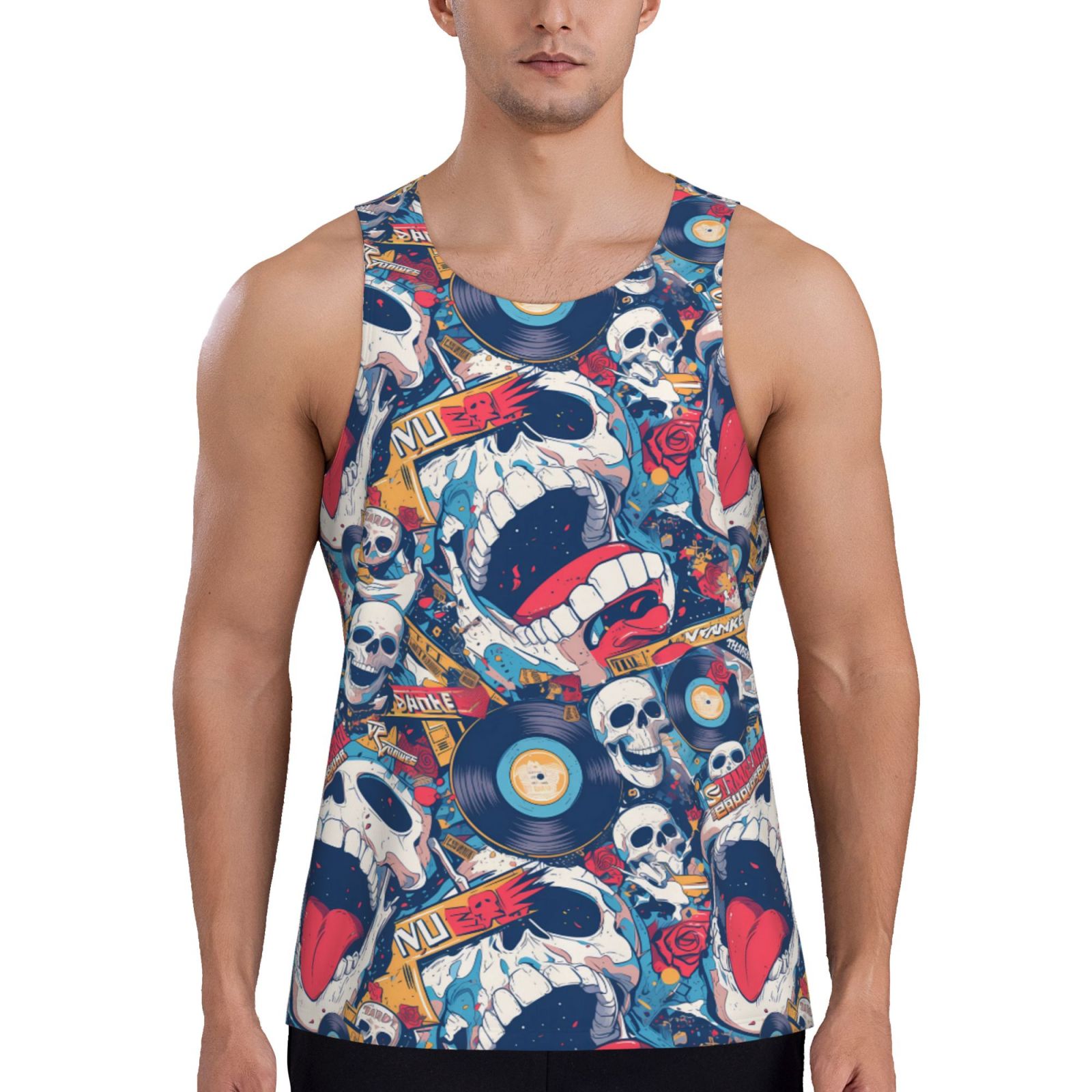 Workout Tank Tops for Men - Cool Rock Skull Quick Dry Muscle Sleeveless ...