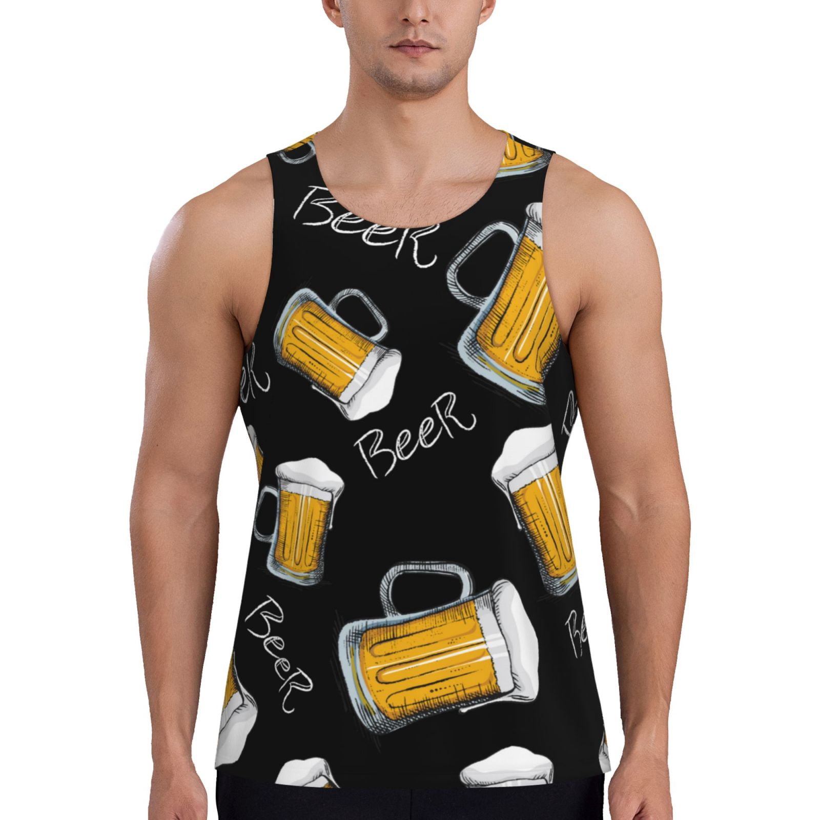 Workout Tank Tops for Men - Cute Cartoon Beer Mug Quick Dry Muscle ...