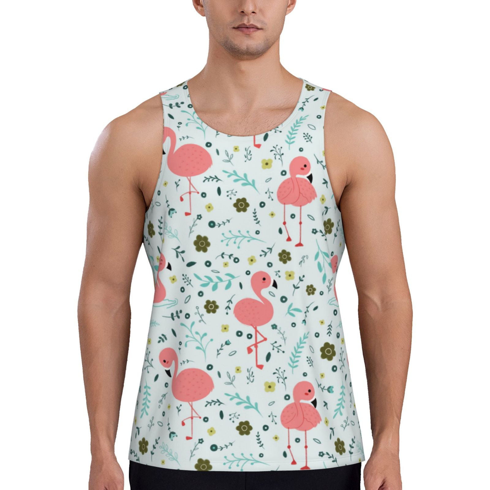 Workout Tank Tops for Men - Cute Flamingo Quick Dry Muscle Sleeveless ...