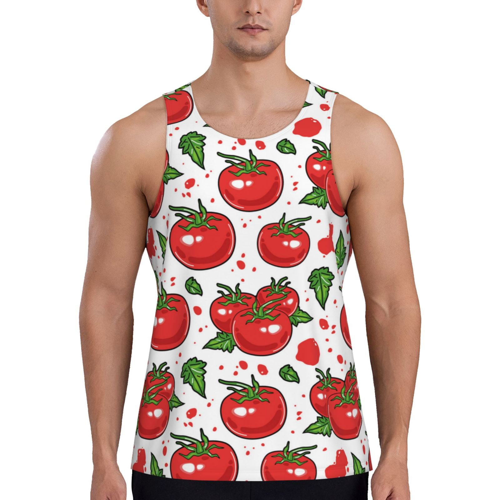 Workout Tank Tops for Men - Cute Tomato Green Leaves Quick Dry Muscle ...