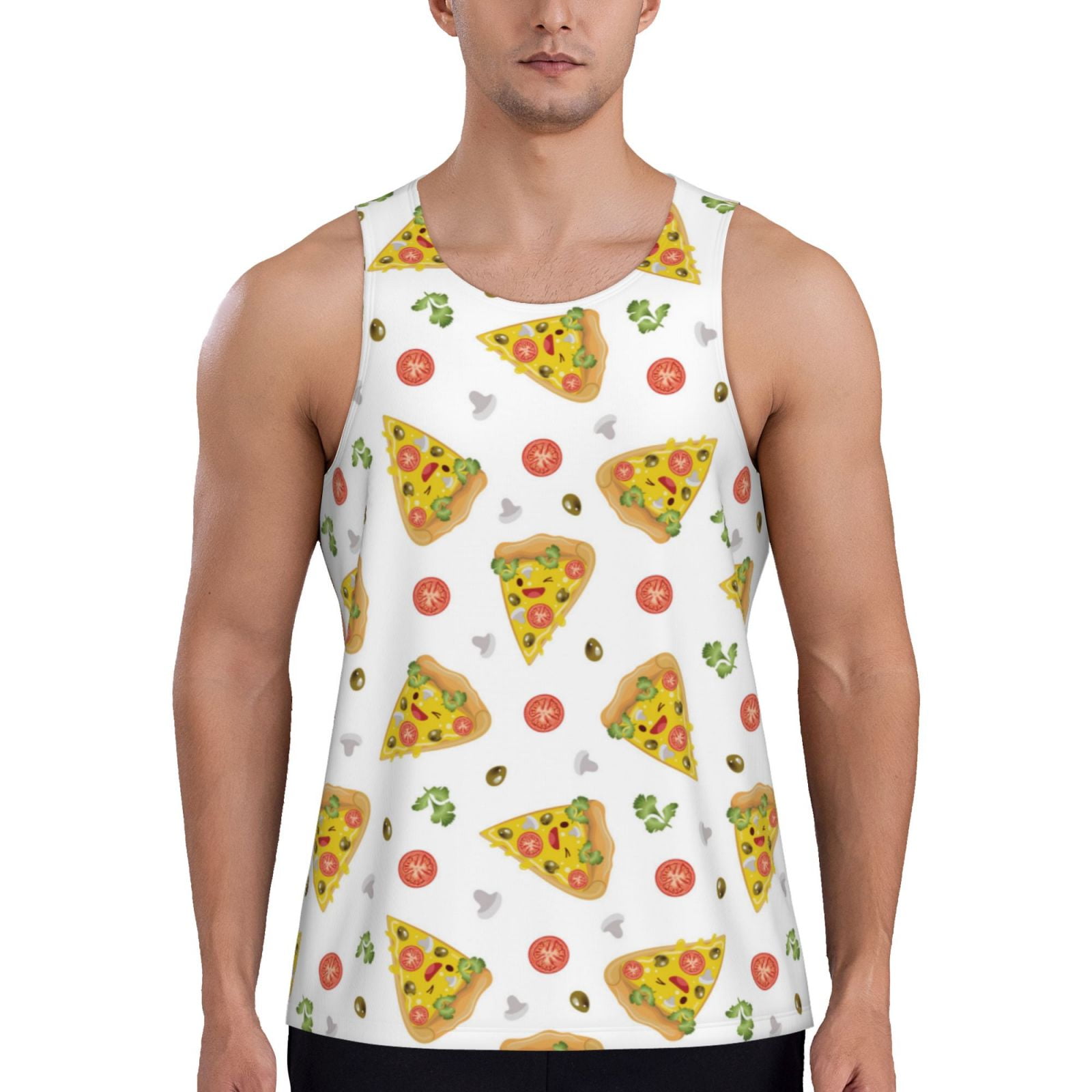 Workout Tank Tops for Men - Cute Tomato Pizza Quick Dry Muscle ...