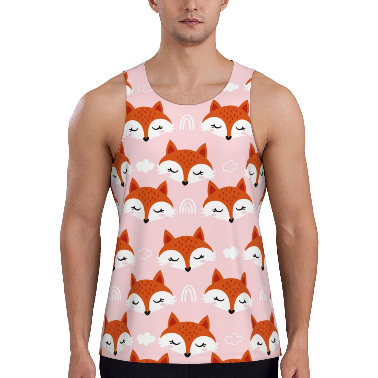 Workout Tank Tops for Men - Fox Rainbow Clouds Quick Dry Muscle ...
