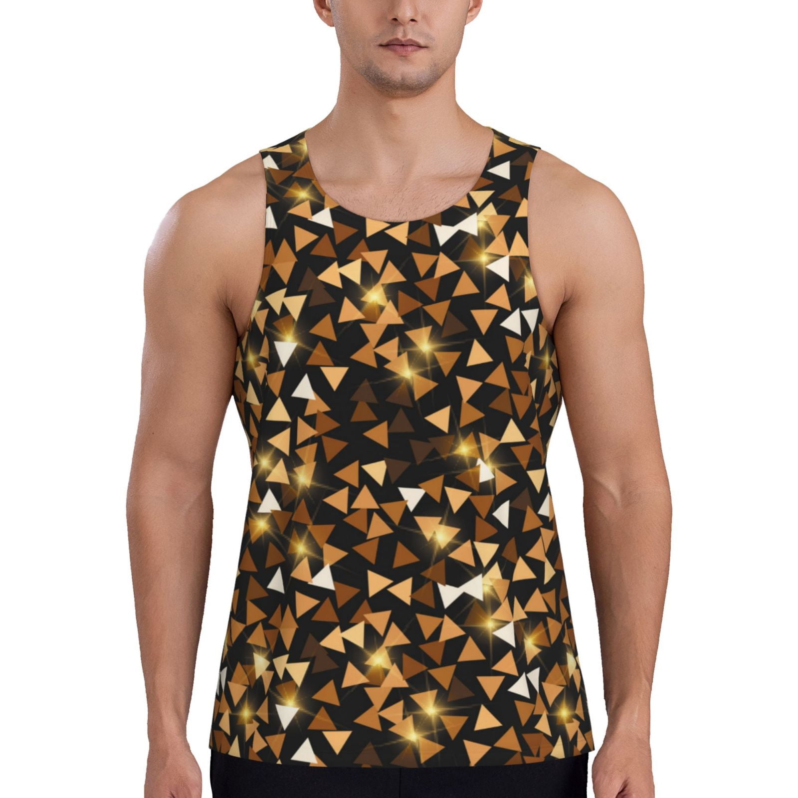 Workout Tank Tops for Men - Gold Glitter Lightning E Quick Dry Muscle ...