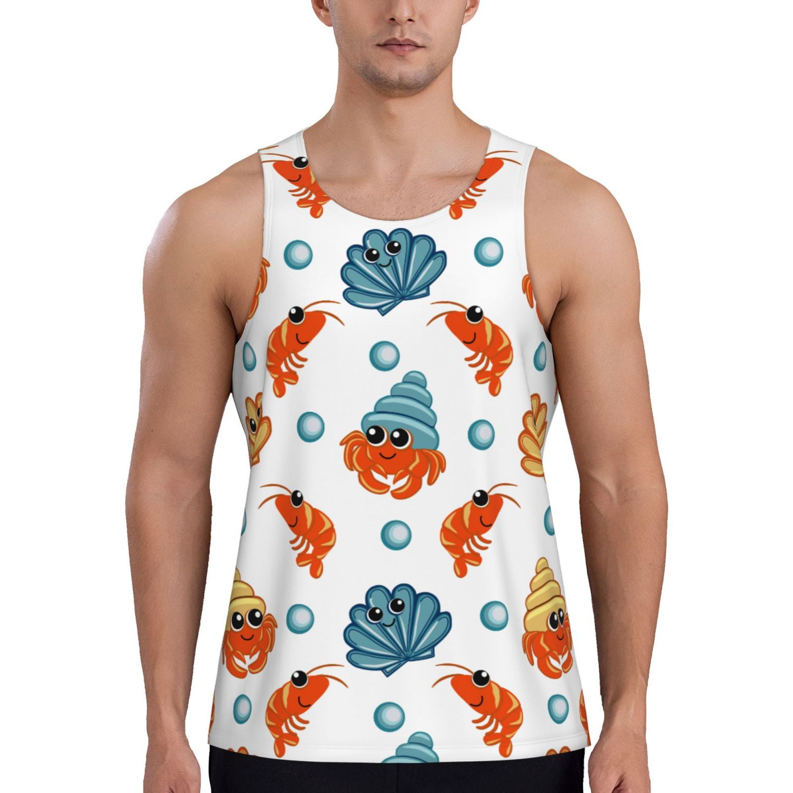 Workout Tank Tops for Men - Hermit Crab Shrimp Scallop Quick Dry Muscle ...