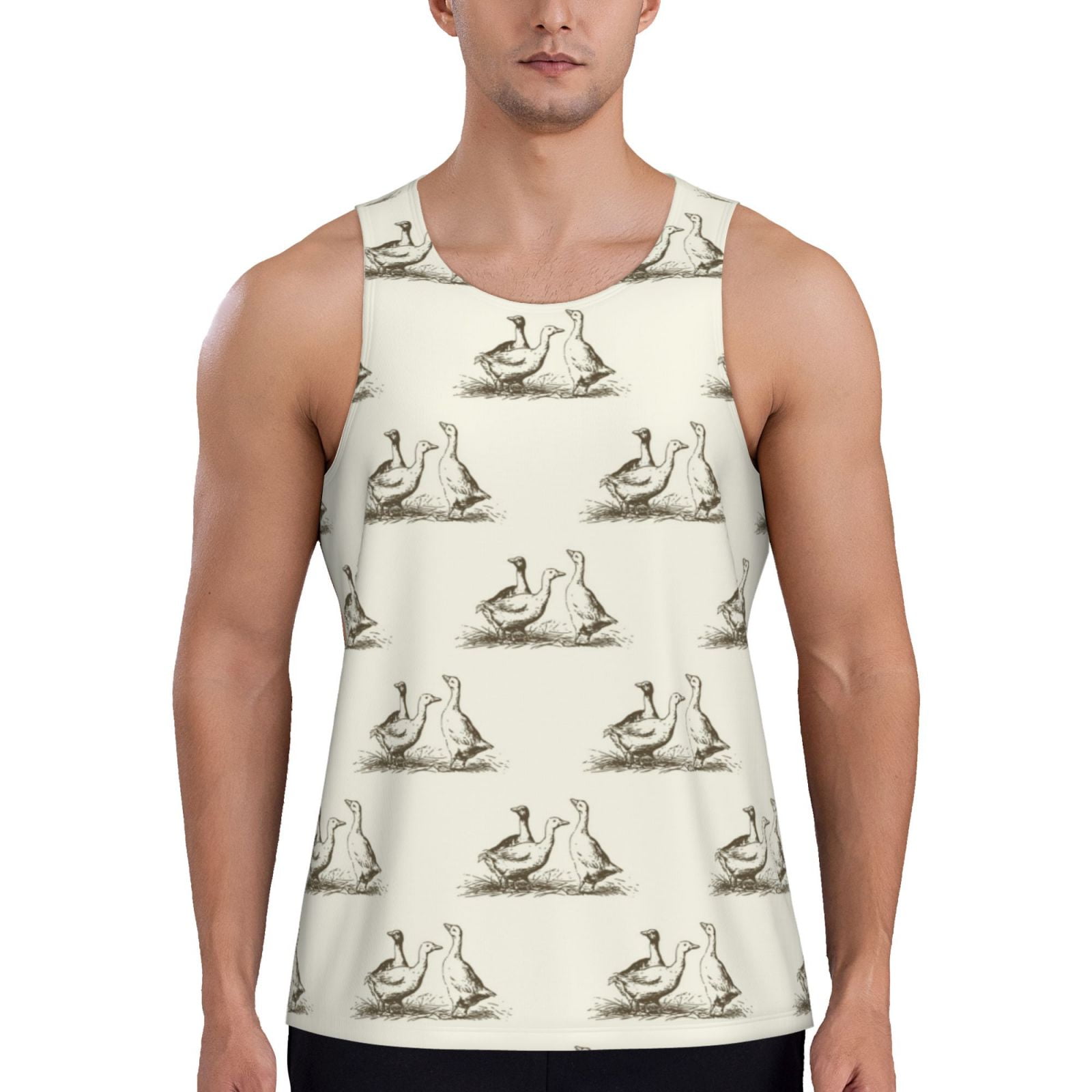 Workout Tank Tops for Men - Minimalist Sketch Cute Duck Quick Dry ...
