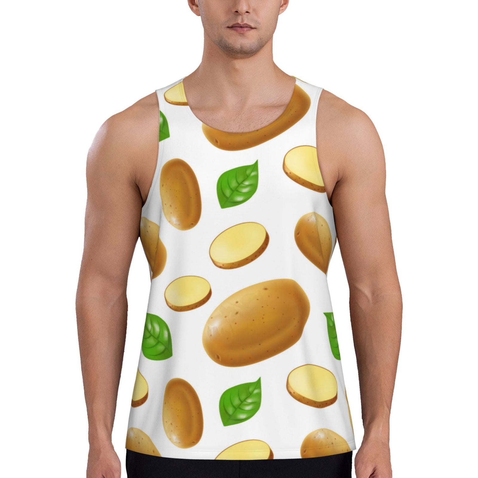 Workout Tank Tops for Men - Potato leaf cartoon Quick Dry Muscle ...