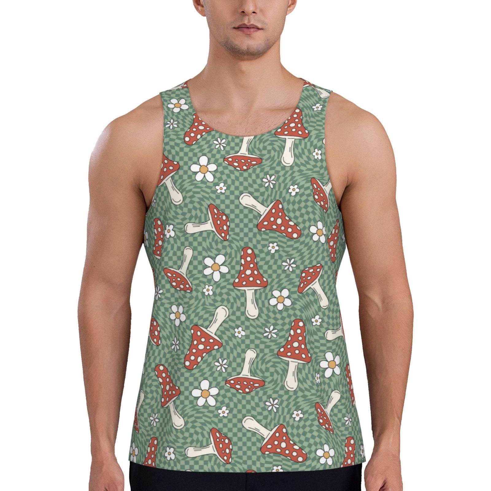 Workout Tank Tops for Men - Retro Hippie Groovy Mushroom Quick Dry ...