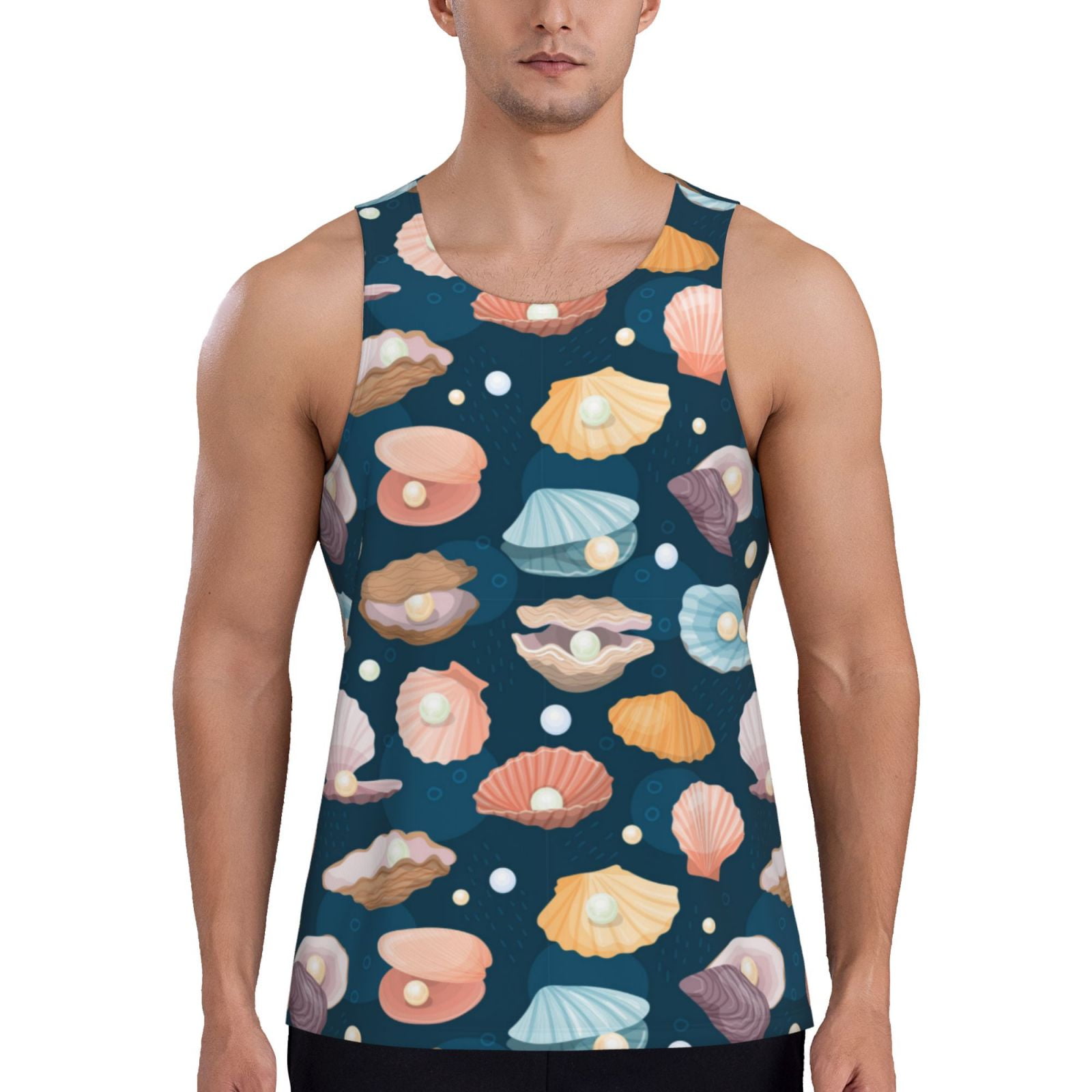 Workout Tank Tops for Men - Shells Pearls Quick Dry Sleeveless Muscle ...