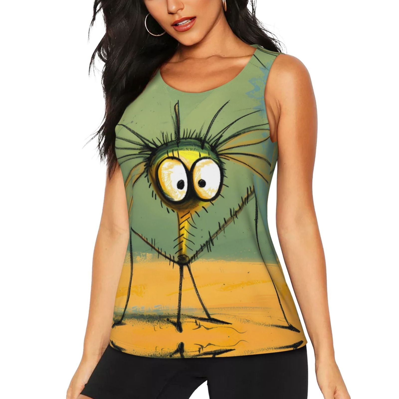 Workout Tank Tops for Women Quirky Cartoon 123 Sleeveless Yoga Gym ...