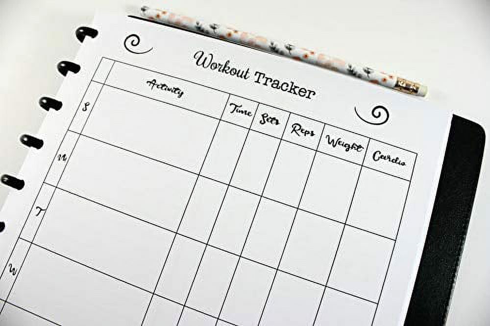 Workout Tracker, Fitness Inserts for 11 Disc Planners - Walmart.com