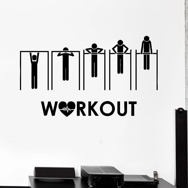 Workout Wall Decal Sport Health Horizontal Bars Pull Ups Door Window ...