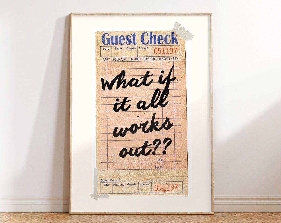 What If It All Works Out Guest Check Print, Trendy Kitchen Decor, Dorm ...