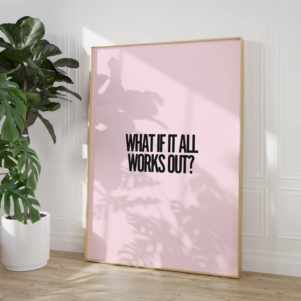 What If It All Works Out Motivational Positivity Wall Art, Pink ...