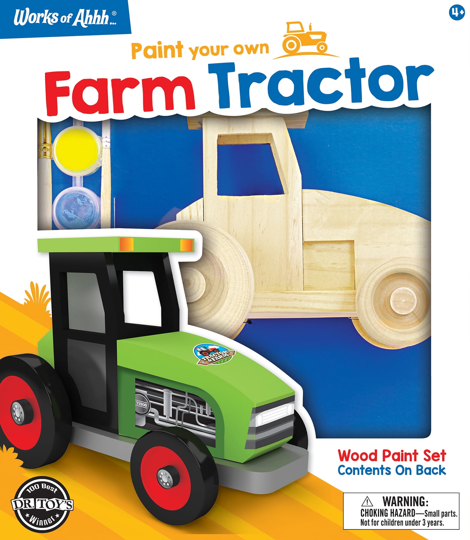 Works of Ahhh, Wooden Farm Tractor Craft Kit, Paintable Toy for Kids ...