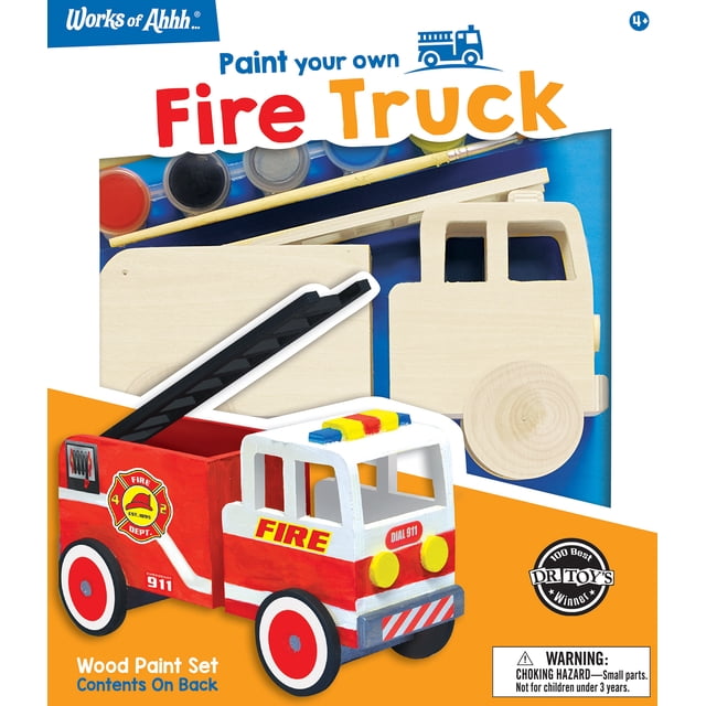 Works of Ahhh Craft Set - Fire Truck Classic Wood Paint Kit - Walmart.com