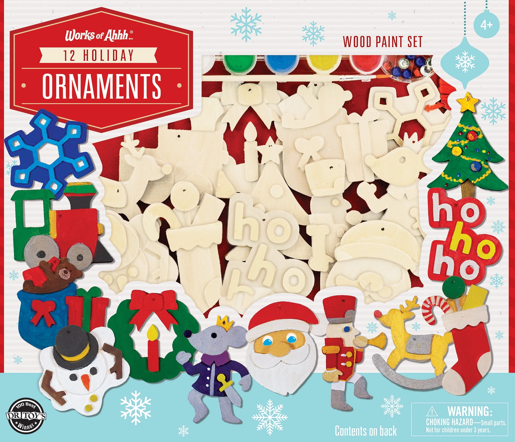 Works of Ahhh Holiday Craft Set - 12 Christmas Ornaments Wood Paint Kit ...