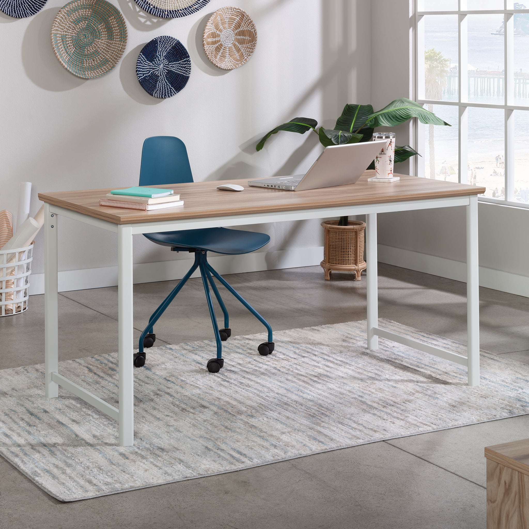 Sauder Bergen Circle Engineered Wood Table Desk 60x30, Kiln Acacia ...