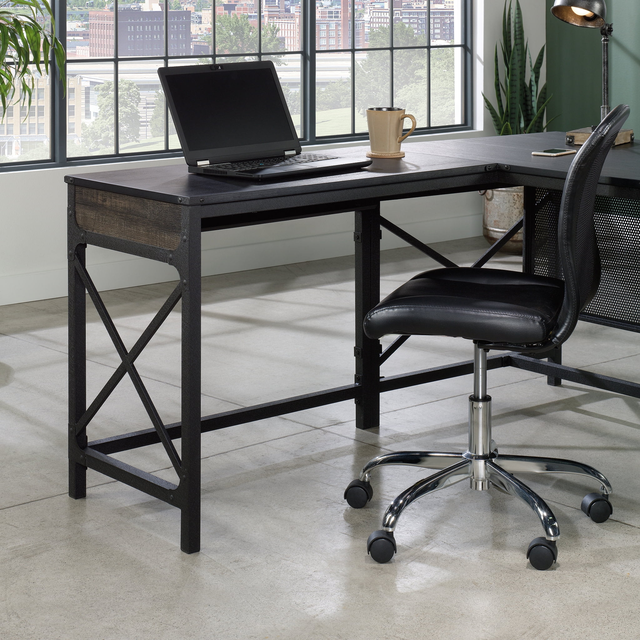 Worksense by Sauder Foundry Road 36" Commercial Desk Return, Carbon Oak ...