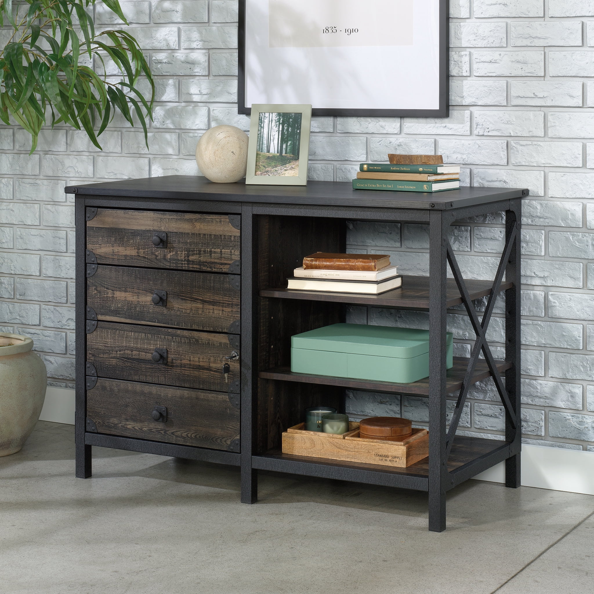 Worksense by Sauder Foundry Road Commercial Office Credenza, Carbon Oak ...