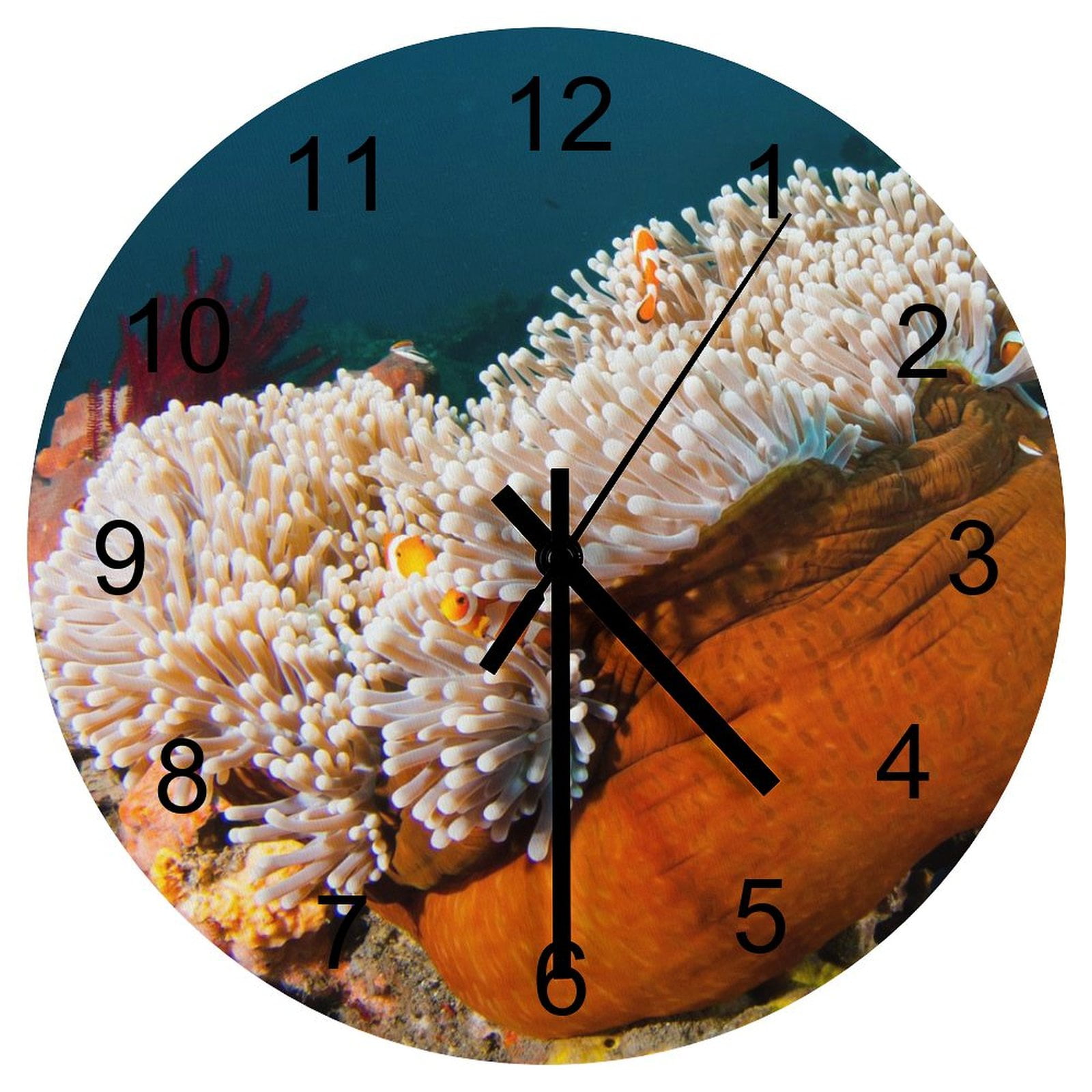 Workshop Wall Clock Alluring underwater world Clocks 12 inch Mute Wood ...