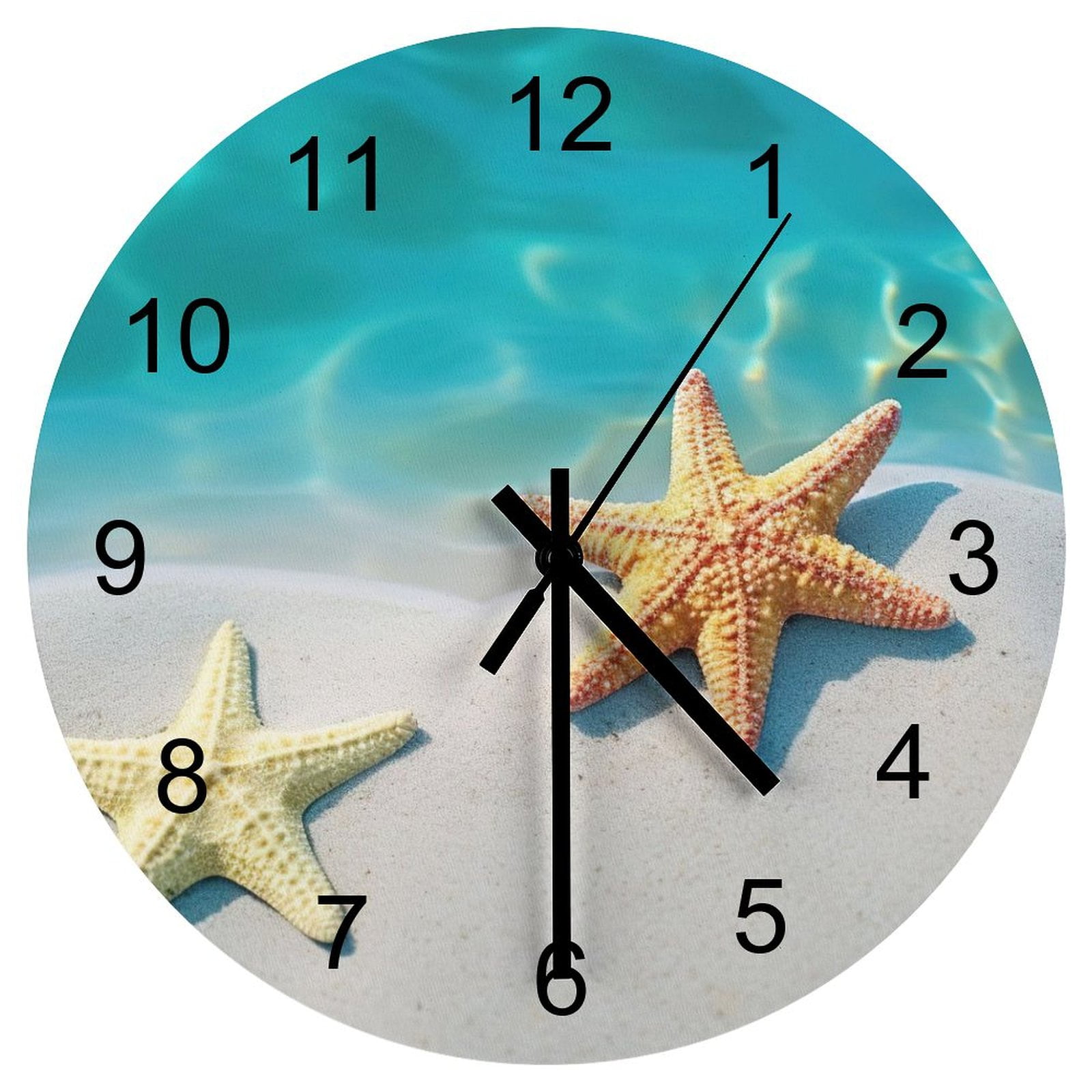 Workshop Wall Clock Beach Star Sea star Clocks 12 inch Silent Wood ...