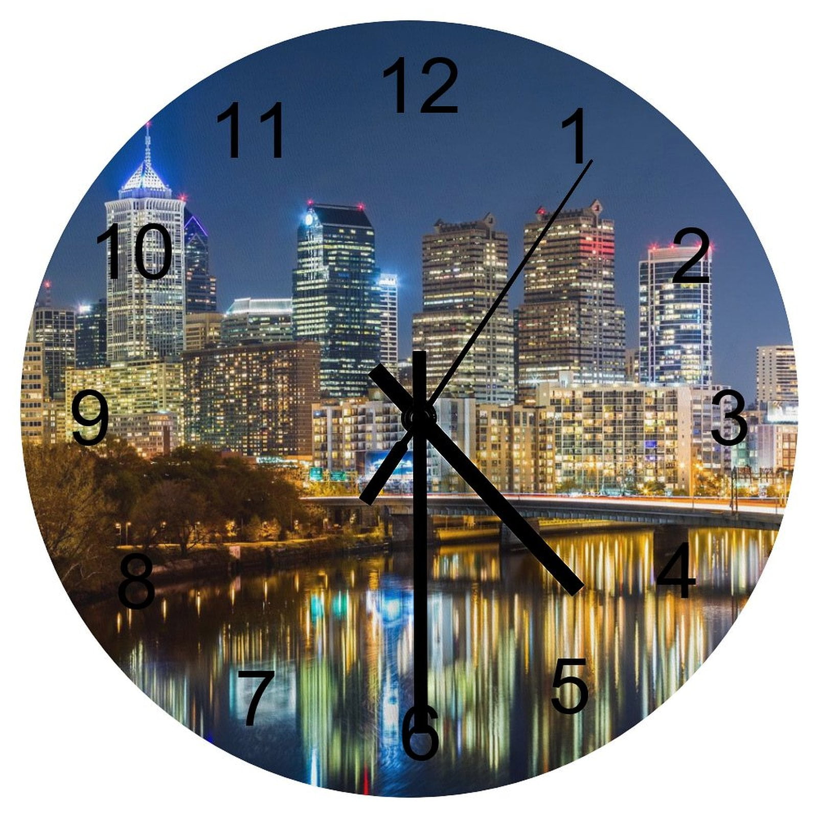Workshop Wall Clock Night American city Clocks 12 inch Silent Fashion ...