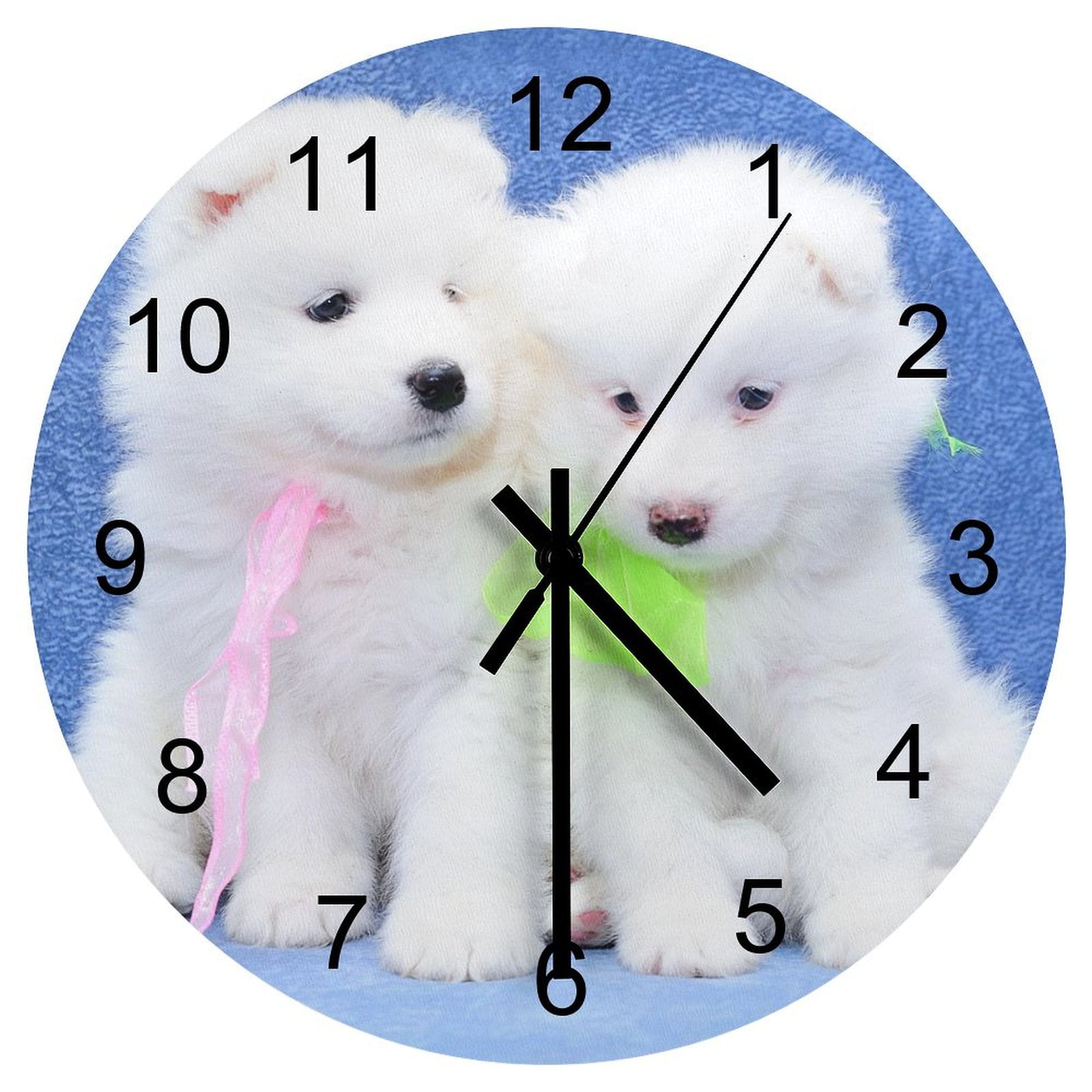 Workshop Wall Clock Witty dog Clocks 12 inch Mute Wood Round Multicolor ...