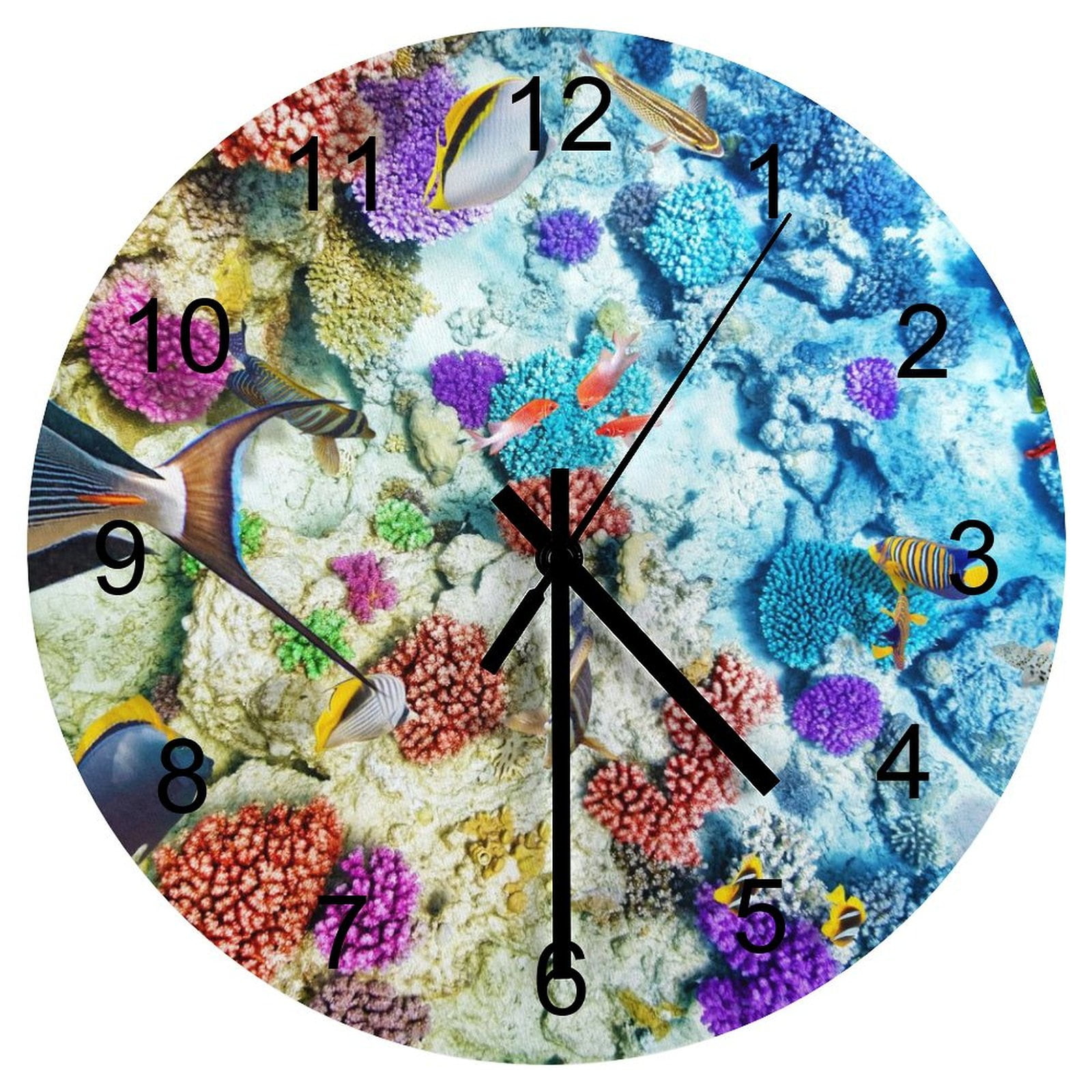 Workshop Wall Clock underwater world Clocks 12 inch Silent Wood Round ...