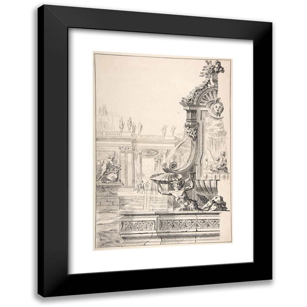 Workshop of Gilles-Marie Oppenord 14x18 Black Modern Framed Museum Art ...