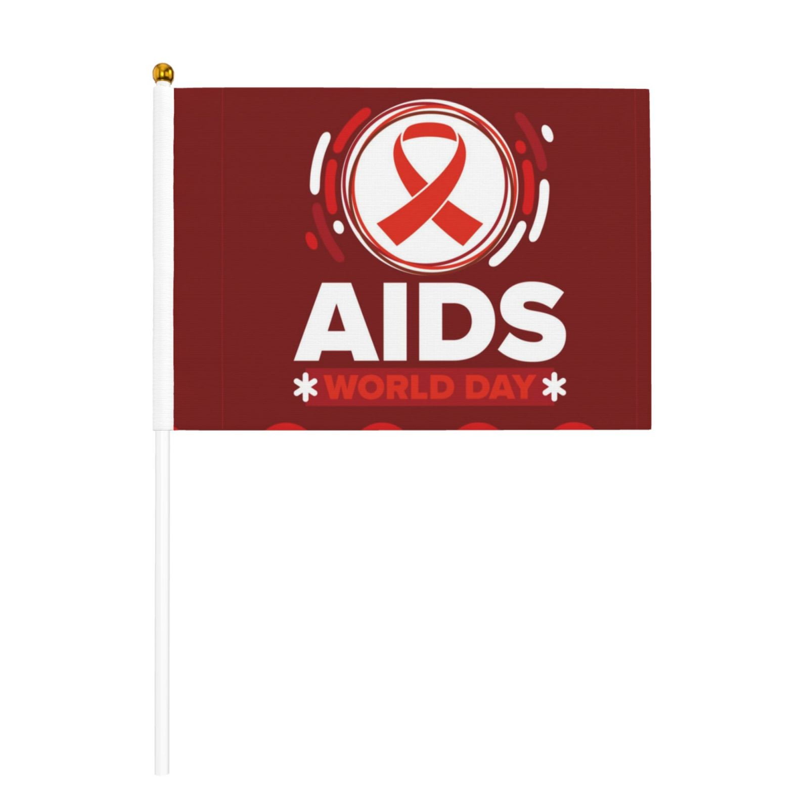 World Aids Day Awareness Red Ribbon Flag Small Mini Hand Held Flags ...