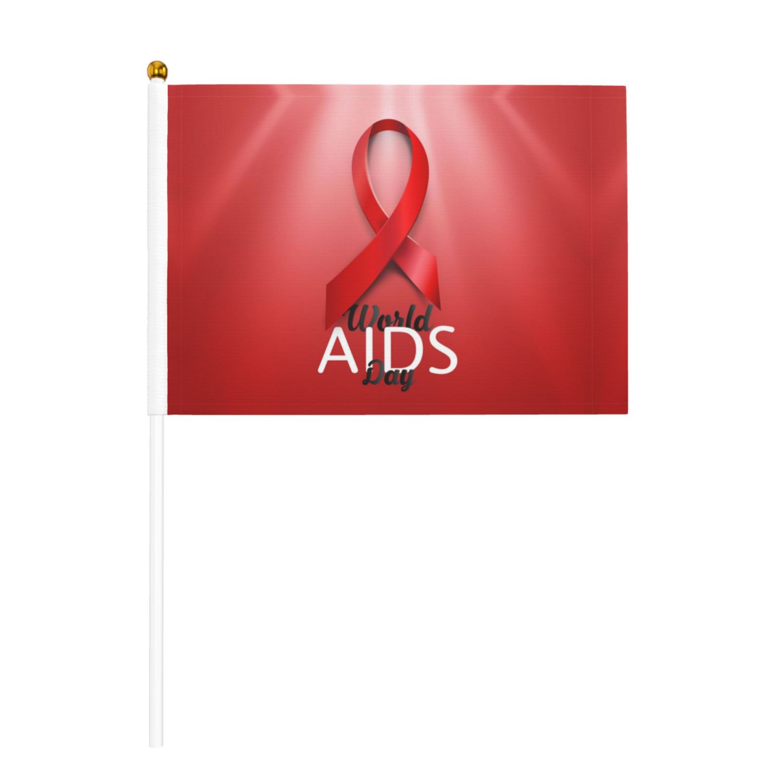 World Aids Day Awareness Red Ribbon Flag Small Mini Hand Held Flags ...