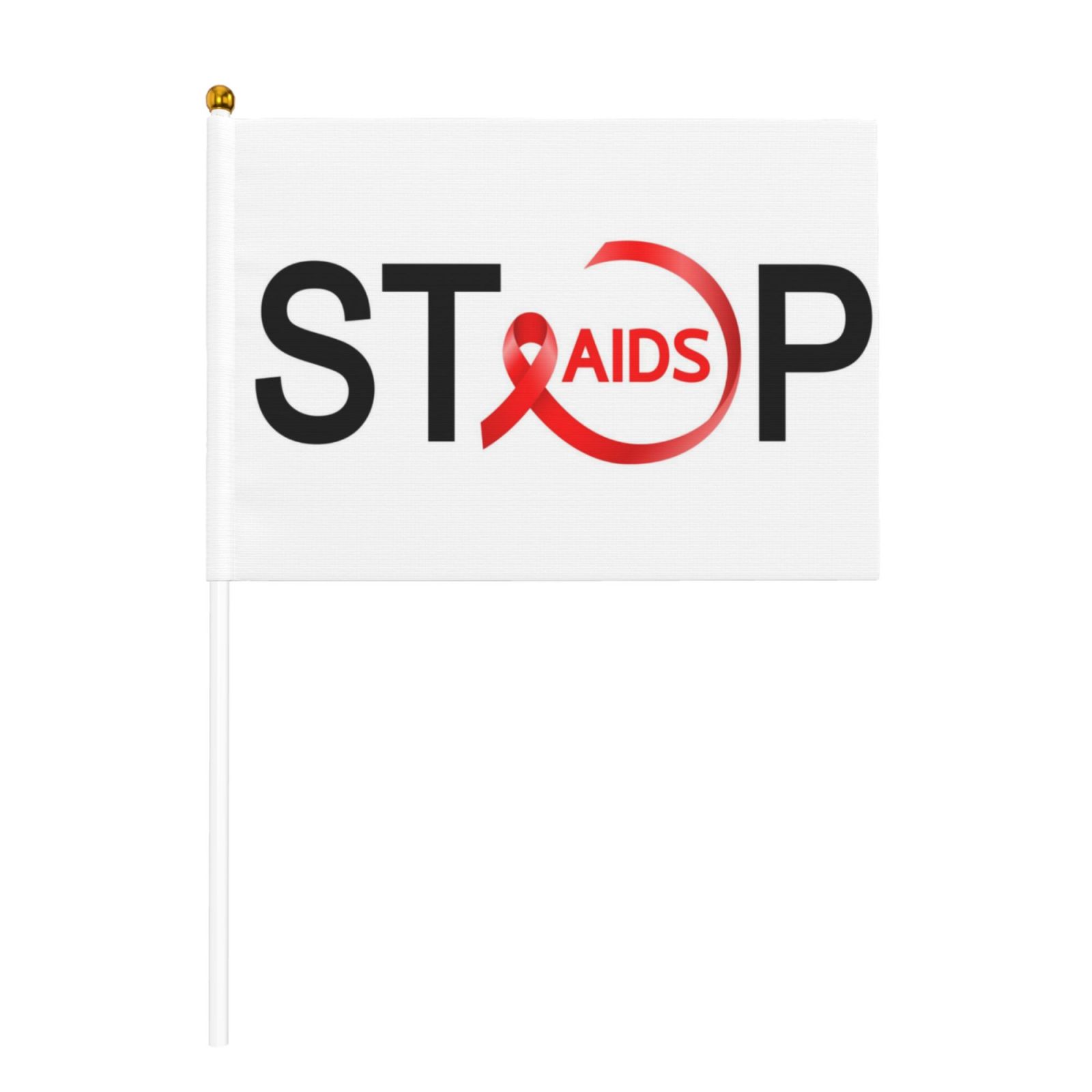 World Aids Day Awareness Red Ribbon Flag Small Mini Hand Held Flags ...