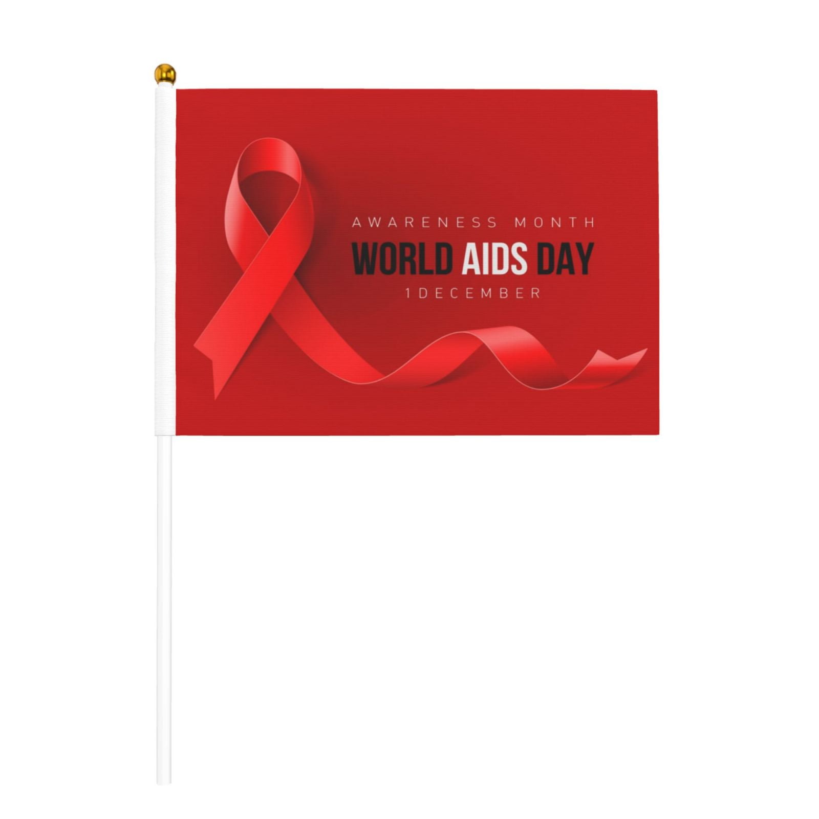 World Aids Day Awareness Red Ribbon Flag Small Mini Hand Held Flags ...
