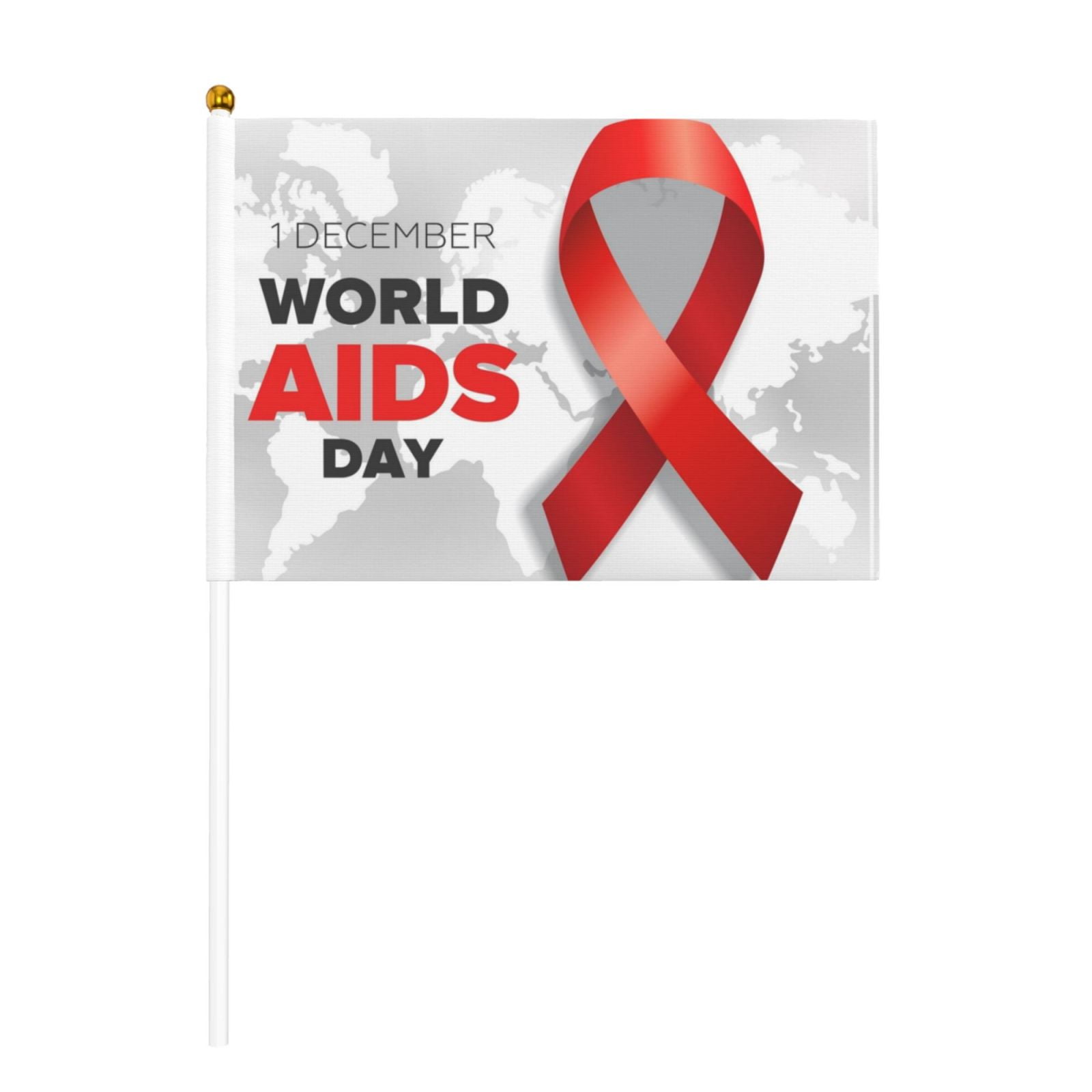 World Aids Day Awareness Red Ribbon Flag Small Mini Hand Held Flags ...