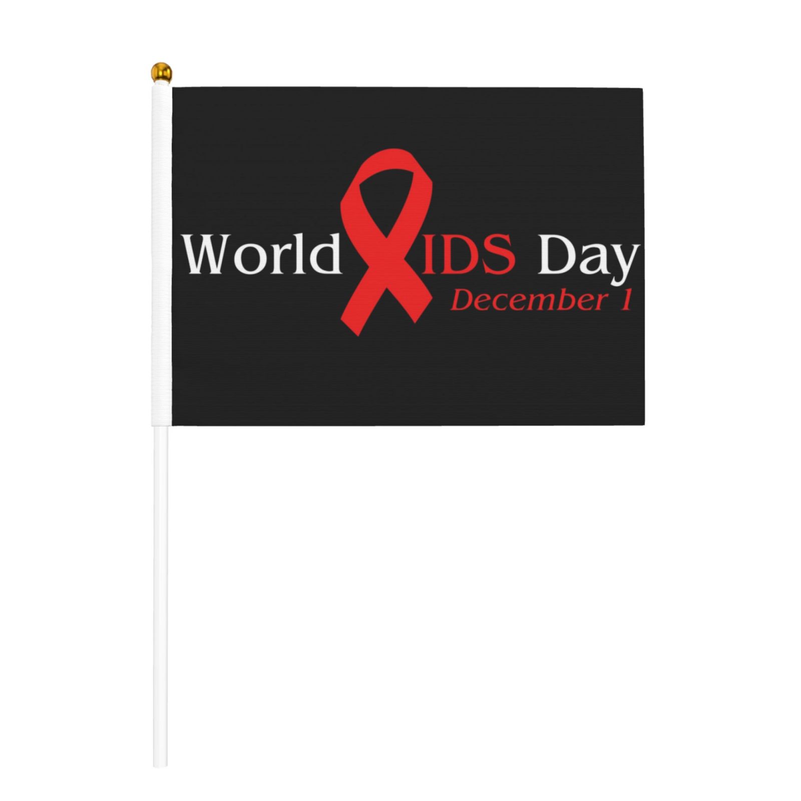World Aids Day Awareness Red Ribbon Flag Small Mini Hand Held Flags ...