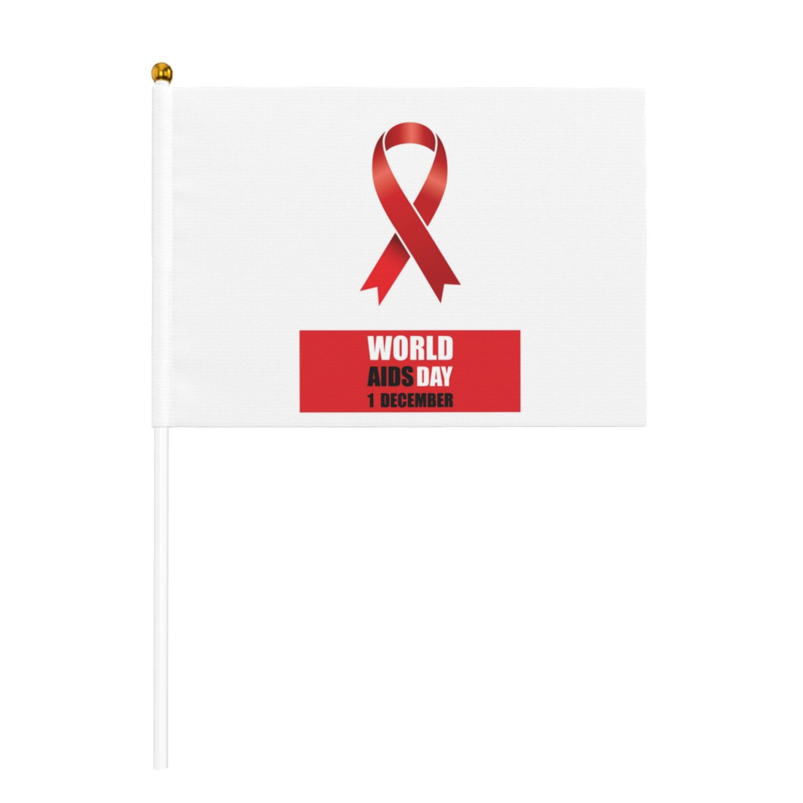 World Aids Day Awareness Red Ribbon Flag Small Mini Hand Held Flags ...