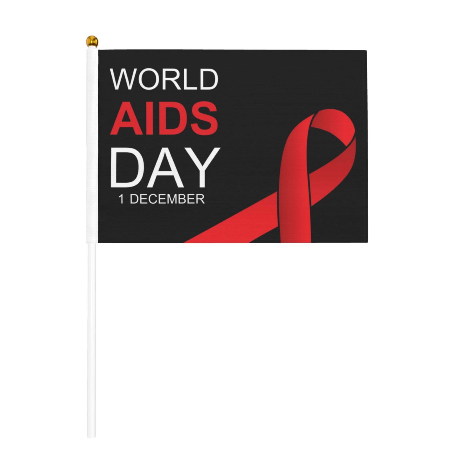 World Aids Day Awareness Red Ribbon Flag Small Mini Hand Held Flags ...