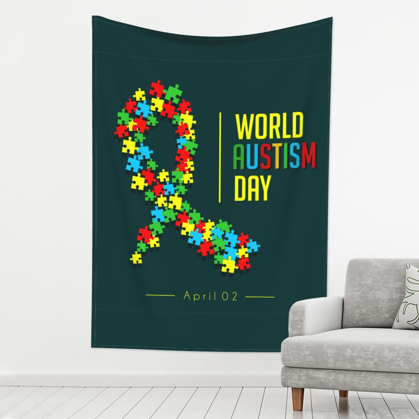 World Autism Awareness Day Tapestry Banner Backdrop Flag Background ...