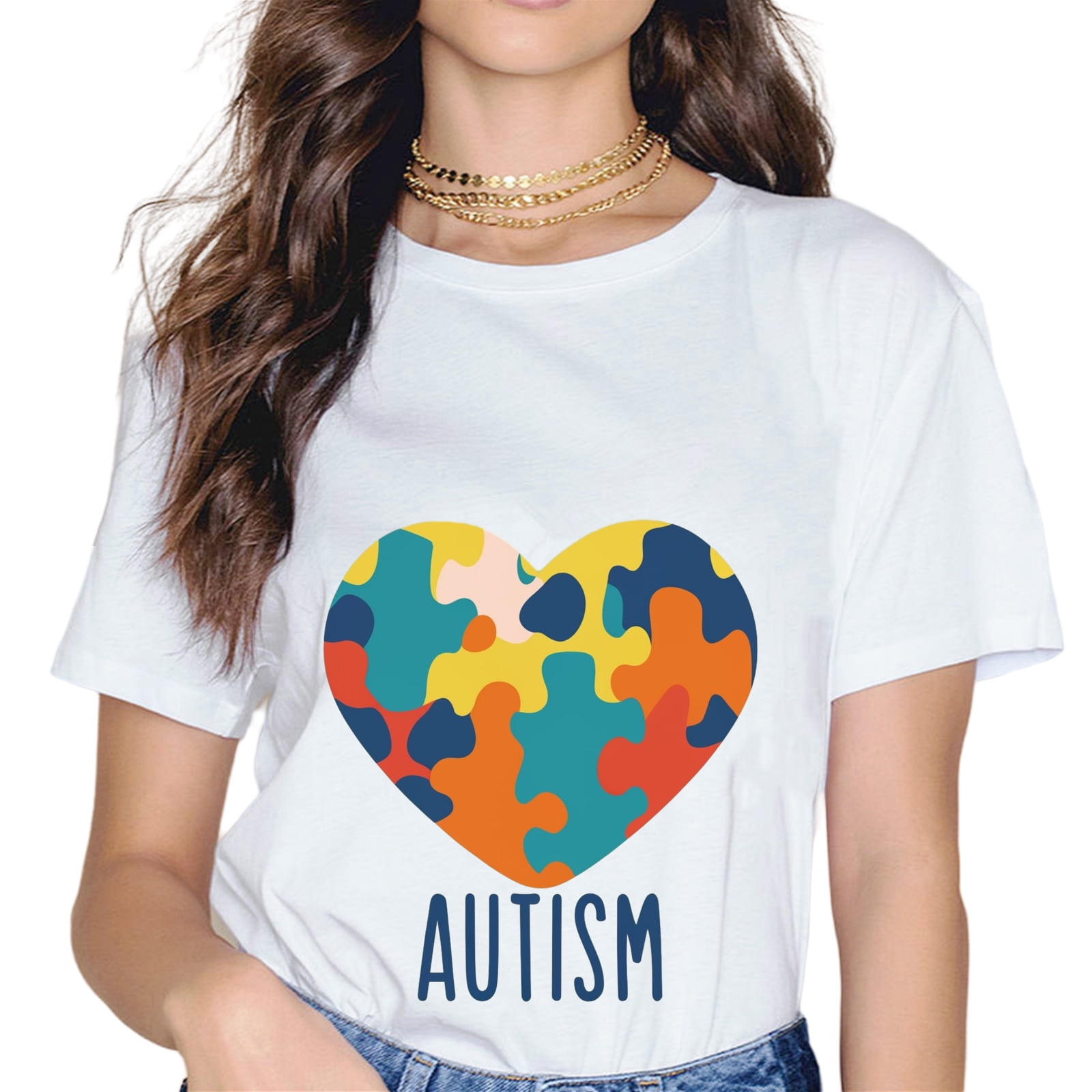 World Autism Awareness Heart Puzzle Piece Autistic T-Shirt - Walmart.com
