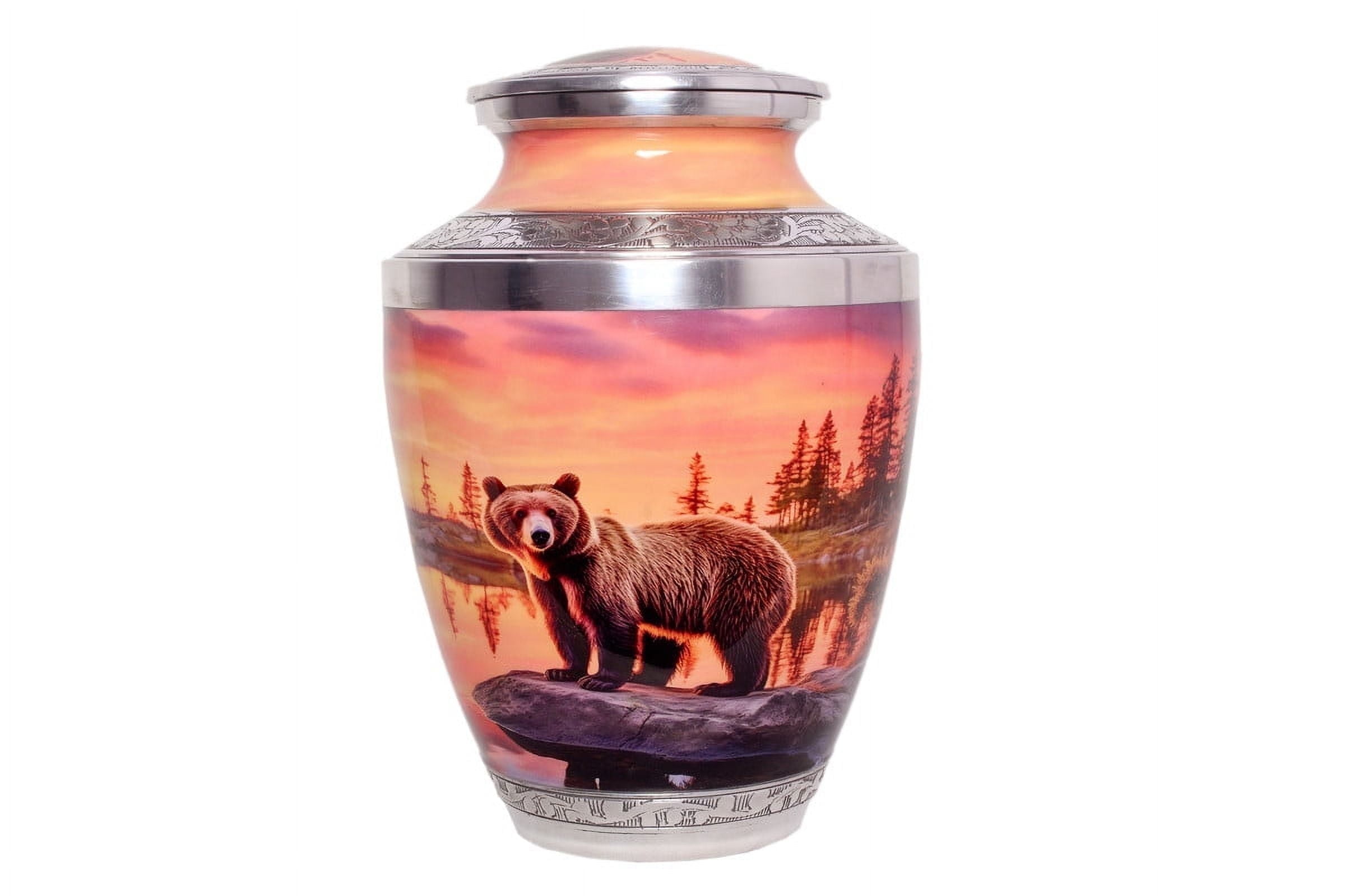 World Bazaar Bear Urn Decorative Orange Aluminium Large Cremation Urns ...