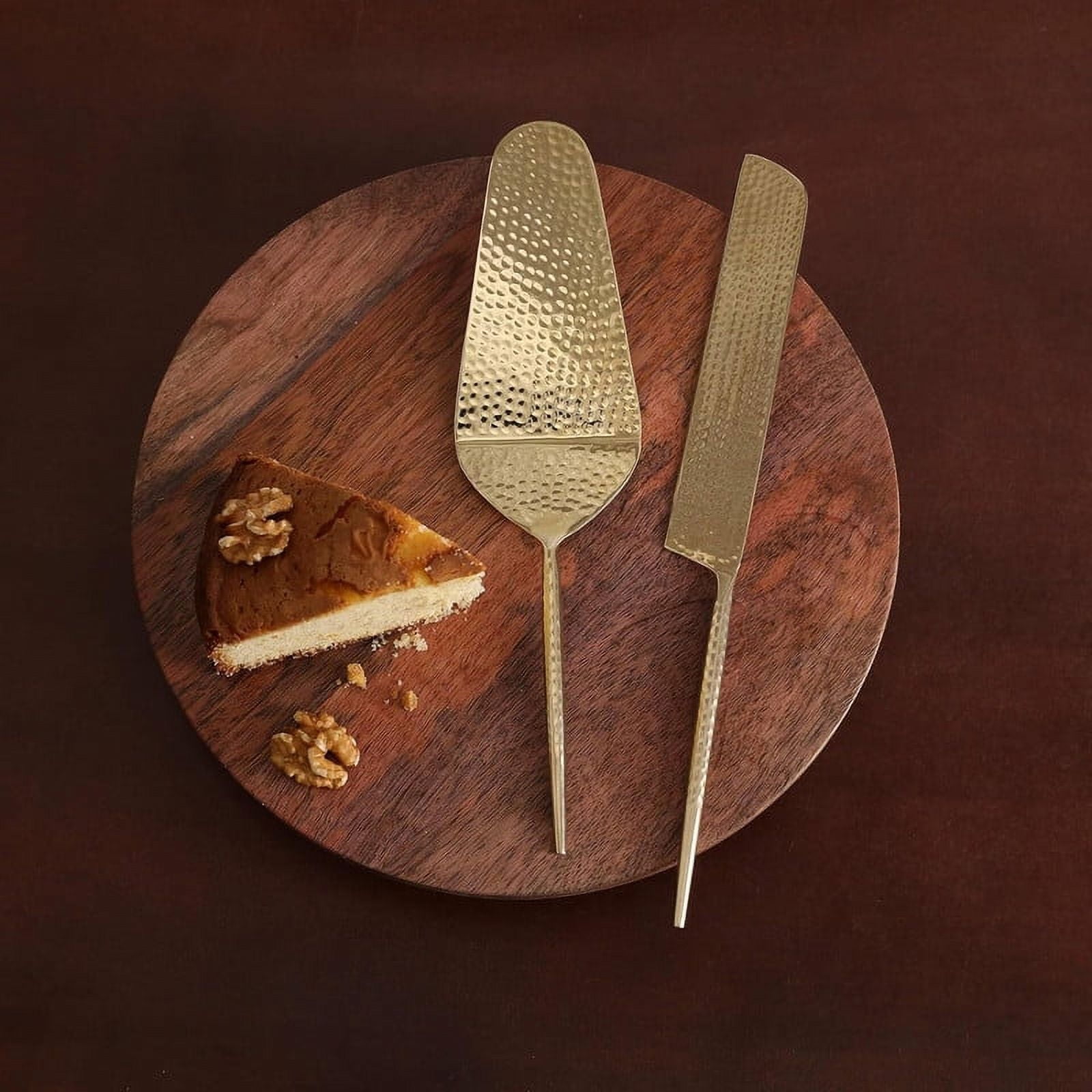 World Bazaar Gold Hammered Cake Knife & Server Set, Wedding ...