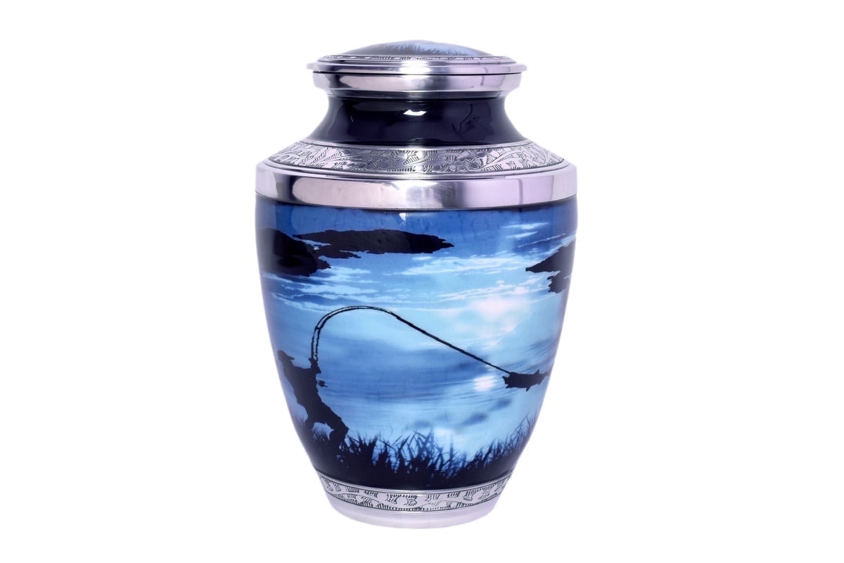 World Bazaar Stylish Fishing Cremation Urn for Ashes - Hand painted ...