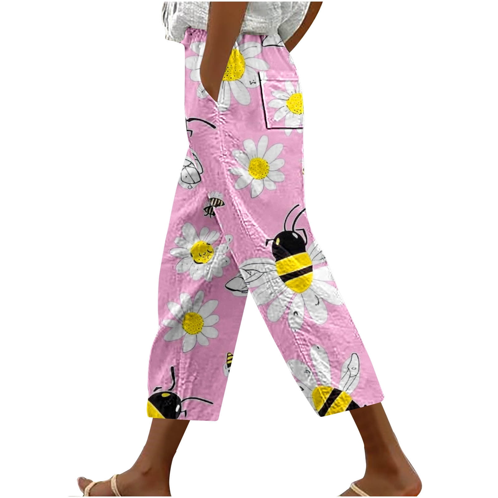 World Bee Day Cute Capri Pants Women's Cute Printed Straight Leg Capris ...