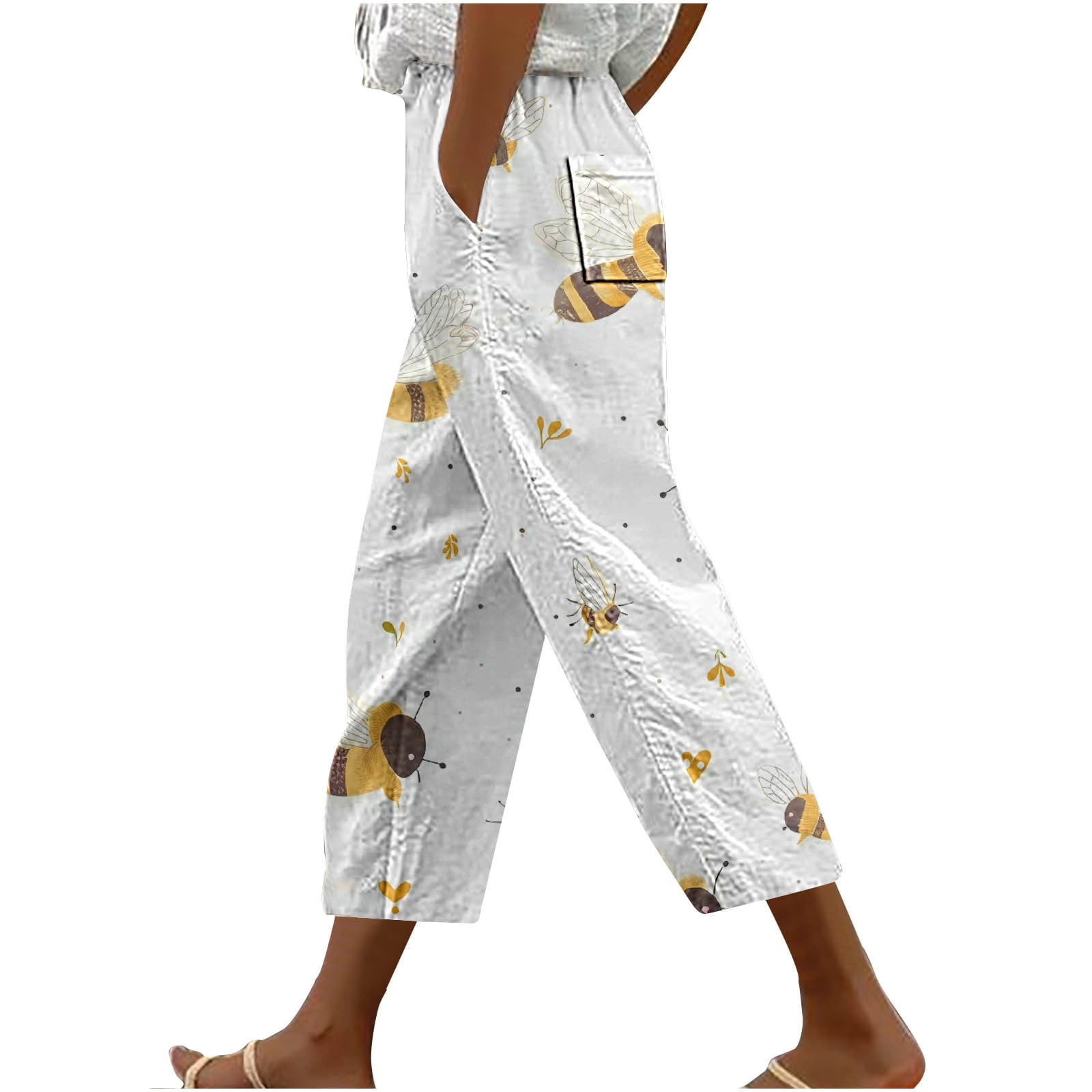 World Bee Day Cute Capri Pants Women's Cute Printed Straight Leg Capris ...