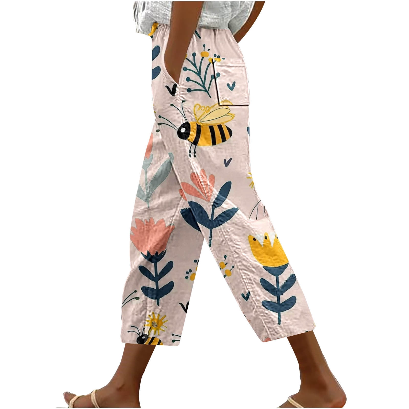 World Bee Day Cute Capri Pants Women's Cute Printed Straight Leg Capris ...