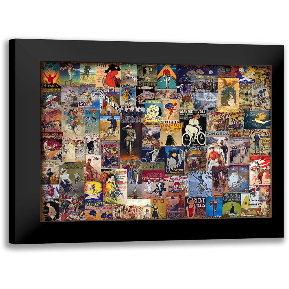 World Bicycle Tour Collage 18x15 Black Modern Framed Museum Art Print ...